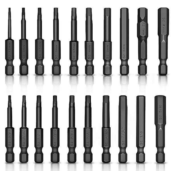 20pcs Hex Head Allen Wrench Drill Bit Set Red Coated Metric Imperial ...