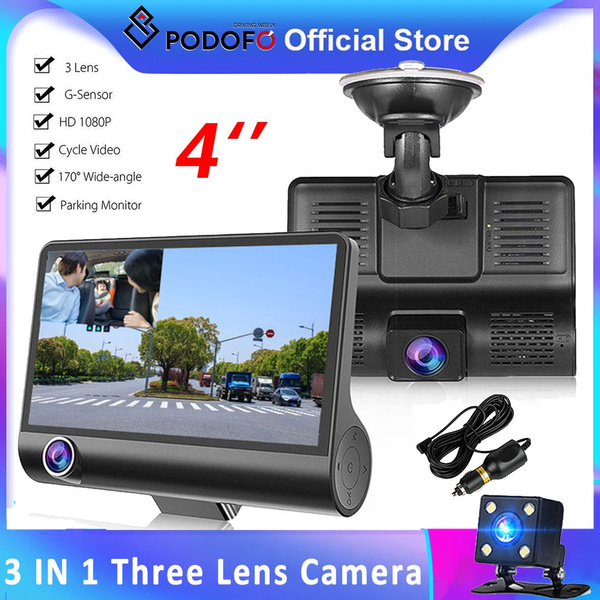 Podofo 3 In 1 4 Inch Car DVR 170 Degree 1080P HD Dash Cam Dual Lens ...