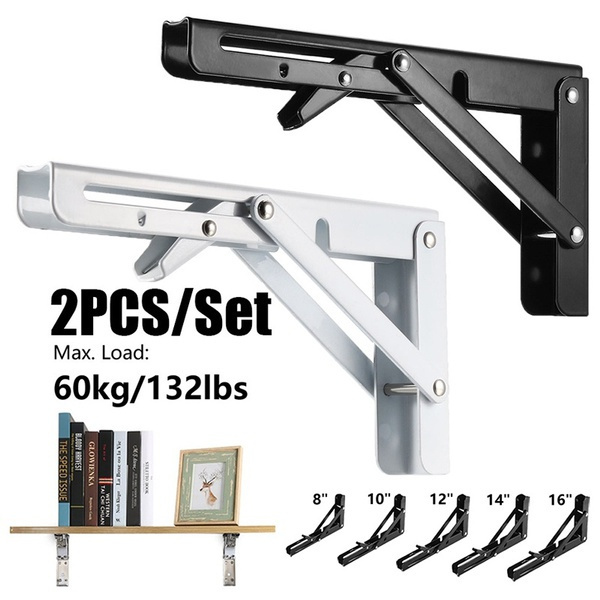 New 2Pcs/Set Folding Shelf Brackets Heavy Duty Stainless Steel ...