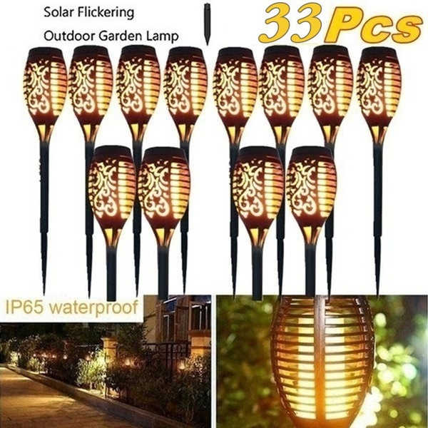 33/12 LED Solar Light Outdoor Flashing Flame Torch Solar Path Light ...