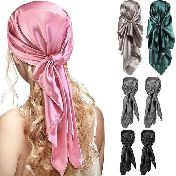 35 Inch Silk Head Scarf Large Square Neck Scarf Sleeping Hair Wrapping ...