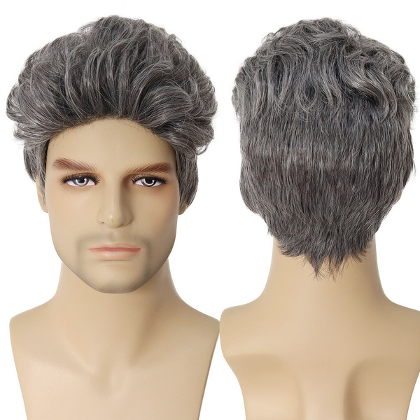 Men's Wigs Short Grey Hair Replacement Wigs for Men Fashion Hairstyles ...