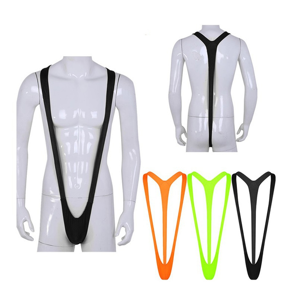 Mens Mankini Swimsuit Thong Bathing Suit V Sling Underwear Wrestling ...