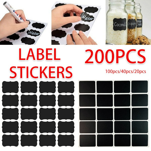 Black Waterproof ChalkBoard Label Stickers Labels Craft Kitchen Spice ...