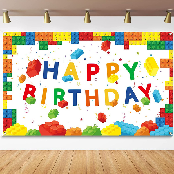 Building Blocks Party Decorations Banner Colorful Blocks Birthday ...