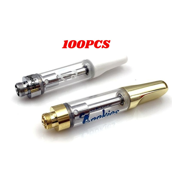 100pcs Empty Cookies Carts 0.8mml 1.0ml Glass Tank Ceramic Coil 510 ...