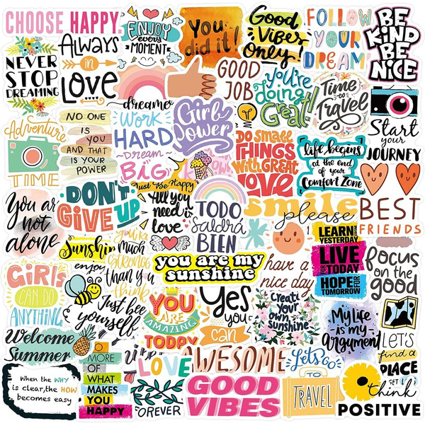 Waterproof Motivational Stickers 25/50 Pieces Vinyl Laptop Sticker Pack ...