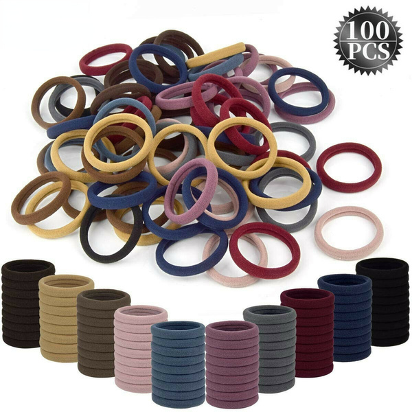 100X Cotton Hair Ring Thick Hair Ties Hair No Hurt Ponytail Holders ...