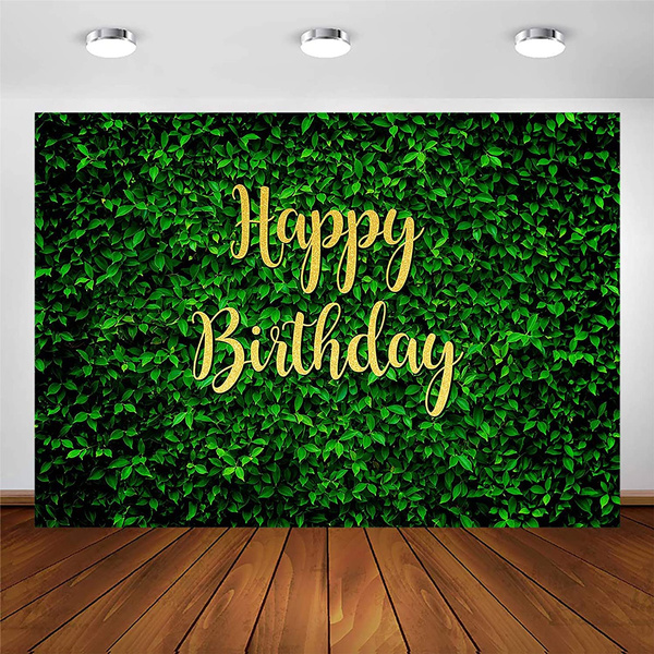 Green Leaves Happy Birthday Backdrop for Jungle Safari Party ...