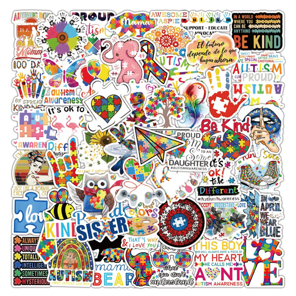 10/25/50pcs Autism Awareness stickers autism ribbon Graffiti Stickers ...