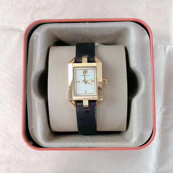 TORY BURCH TBW1106 Dalloway Black Leather Gold-tone Watch | Wish