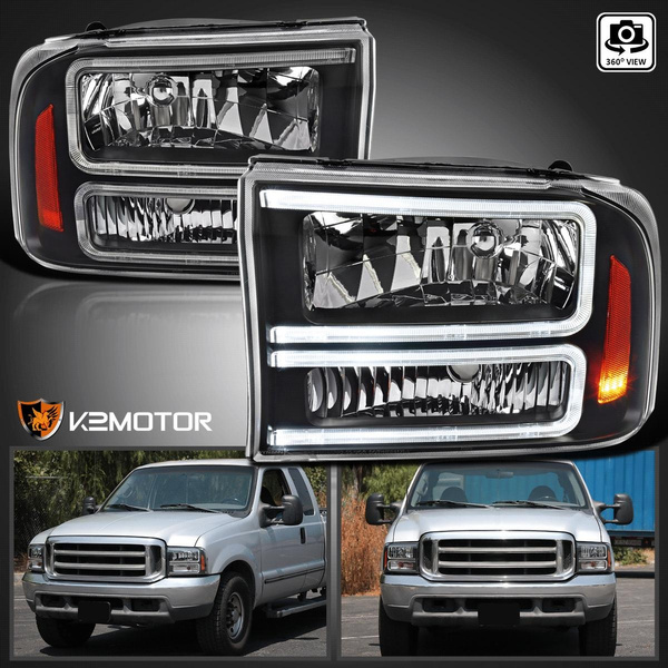 Black Fits 1999-2004 Ford F250 F350 F450 SuperDuty Excursion Headlights ...