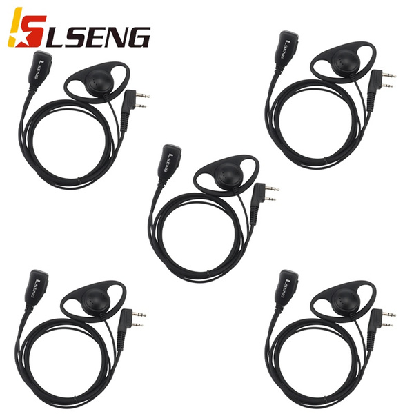 LSENG Walkie Talkie Earpiece Headset MIC PTT D Shaped 2 Pin Radio ...