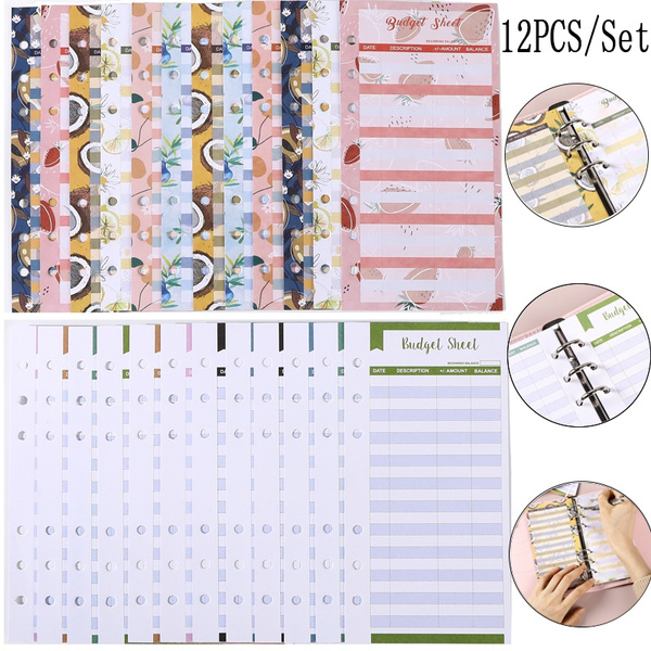 12PCS/Set Expense Tracker Budget Sheets Pattern Budget Binder Paper ...