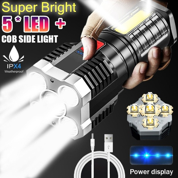 2022 New Super Bright 4/5 LED Flashlight Rechargeable Outdoor Multi ...