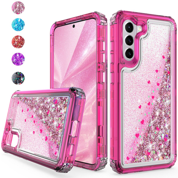 Transparent Clear Liquid Glitter Sparkle Hard Snap On Hybrid Moving Quicksand Armor Bling Case ...