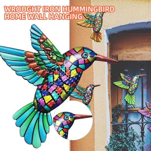 1PC Metal Hummingbird Wall Art Decor Garden Yard Patio Outdoor ...