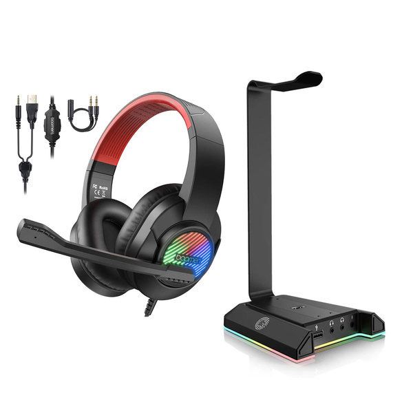 EKSA W1 Headset Stand with RGB Lights and T8 Gaming Headset with RGB ...