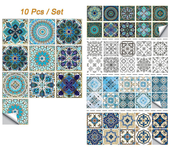 Self-Adhesive Wall Tile Decals Tile Stickers Set 10pcs, DIY Peel and ...