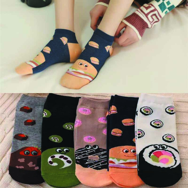 Women's Cartoon Food Socks Cotton Boat Socks | Wish
