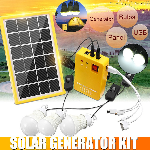 Solar Power Panel Generator Kit Solar Light Small Home System With 3 ...