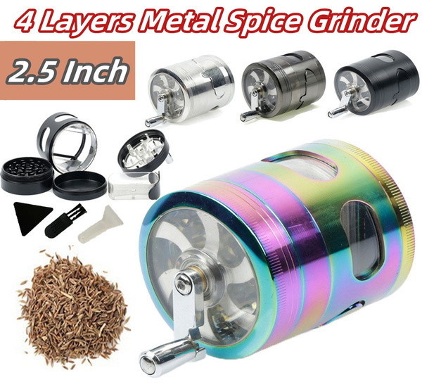 4 Layers Metal Spice Grinder with Handle,2.5 Inch Mill Spice Grinder ...