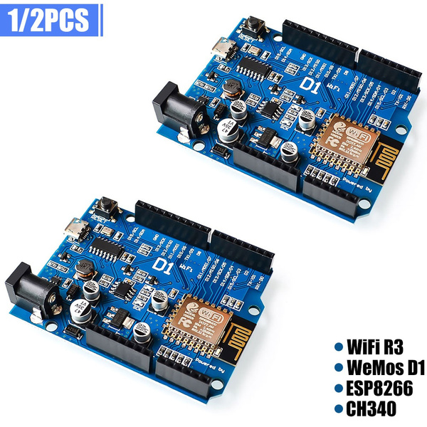 1 2 Pcs Esp 12e Wemos D1 Mini Wifi R3 Ch340 Shield Development Board Based Esp8266 For Arduino