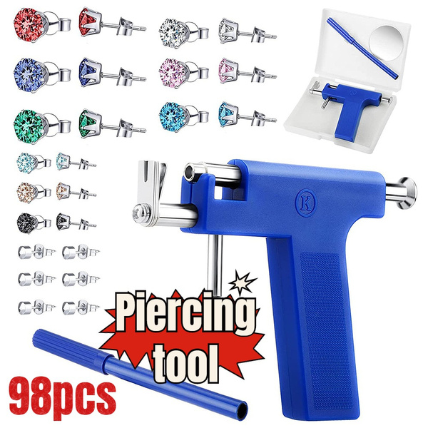 98/26pcs/lot Professional Steel Ear Nose Navel Body Piercing Gun ...