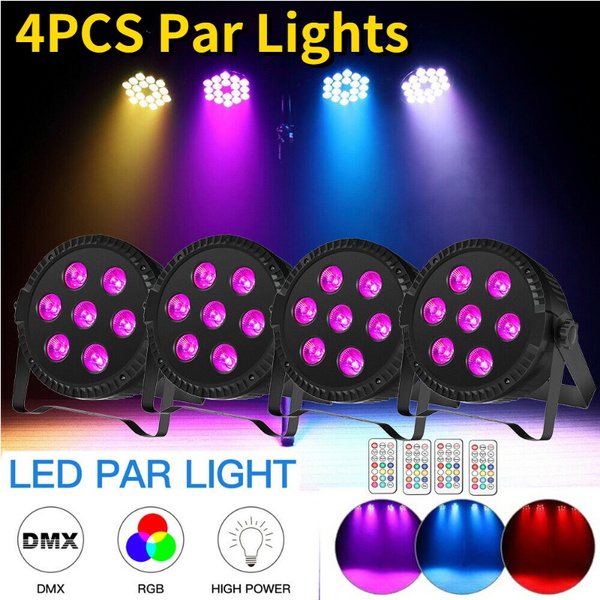 4PCS 70W RGBW PAR Can Stage Light Color Mixing 7LED 4 in 1 Beam DMX ...