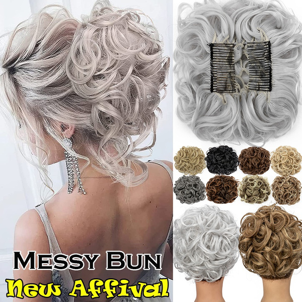 S-noilite Fashion Messy Bun Combs In Scrunchie Chignon Hairpiece Curly ...