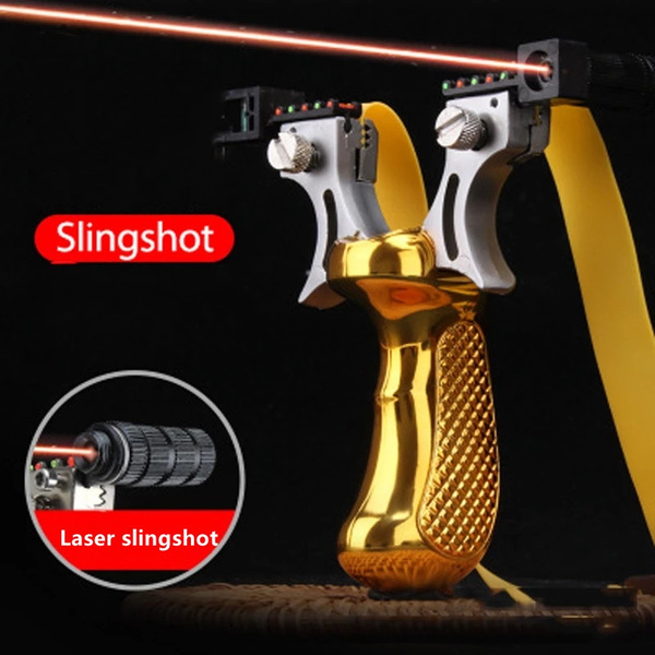 Hunting Resin Slingshot with Laser Light Sight Level with Flat Rubber ...