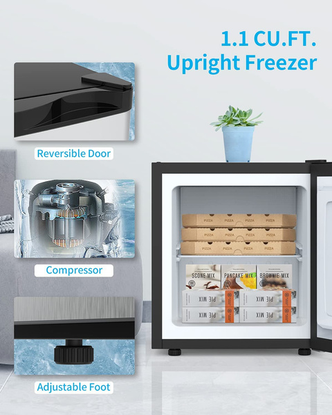 KUPPET Mini Freezer Countertop, 1.1 Cubic Feet Single Door Compact ...
