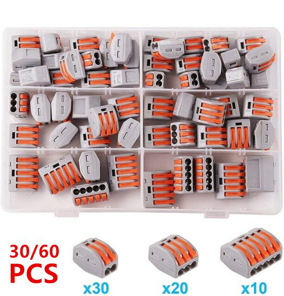 60/30Pcs Type Electrical Connectors Wire Block Clamp Terminal Cable ...