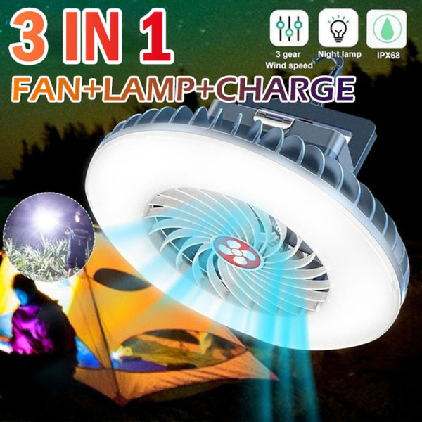 3 In1 LED Multifunctional Waterproof Tent Fan Rechargeable Camping Lamp ...