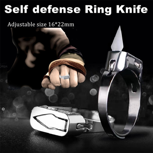 Self Defense Knife Ring Hidden Blade Combat Tactical Survival Tool ...