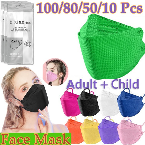 100/80/50/10 Pcs Mixed 16 Colors of Kids Adults Mask with 4 Layers of ...
