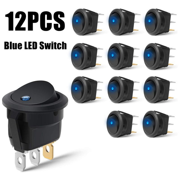 12PCS Round Toggle LED Switch 12V Car Truck Rocker Switch On-Off ...