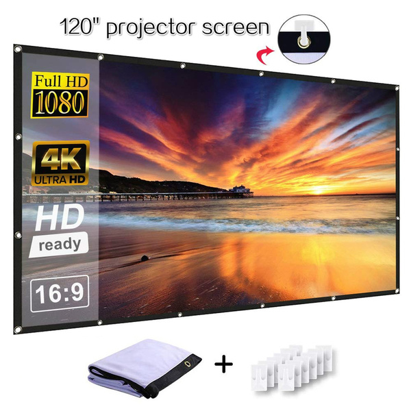 30/60/72/84/100/120 Inch Projector Screen 16:9 HD Foldable Portable ...