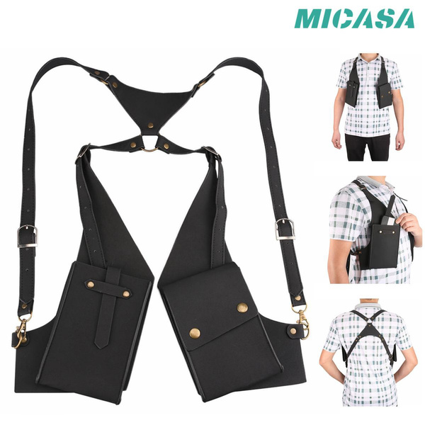MICASA Men Medieval Steampunk Leather Shoulder Holster Double Bag ...