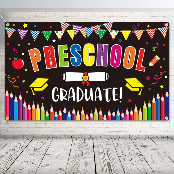 Preschool Graduate Backdrop Banner 71 x 43 Inch Large Size Kids ...