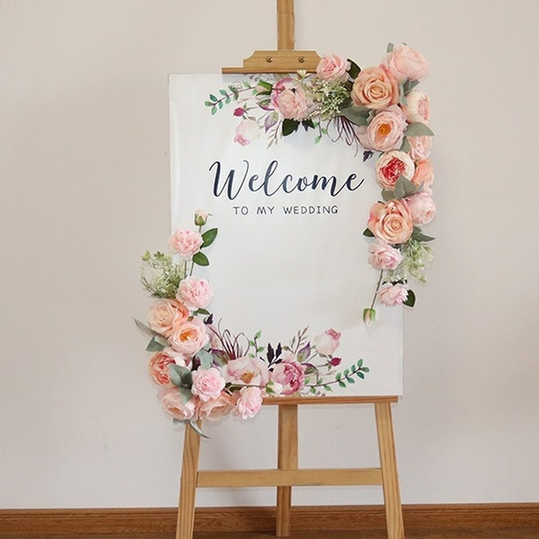 New Custom Wedding Floral Props Welcome Card Florals Artificial ...