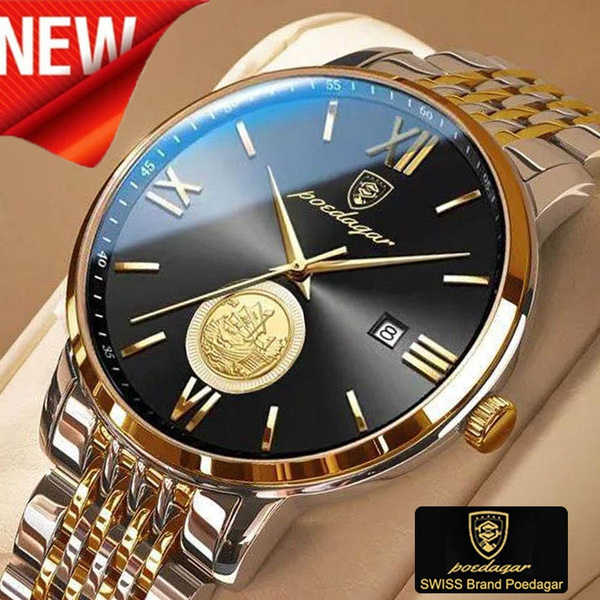 POEDAGAR Swiss Brand Men's Luxury Quartz Watch Waterproof Stainless ...