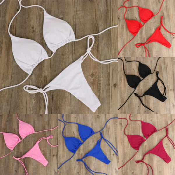 Summer Sexy Solid Mirco Bikini Sets Women Tie Side G-String Thong ... Summer Sexy Solid Mirco Bikini Sets Women Tie Side G-String Thong ...