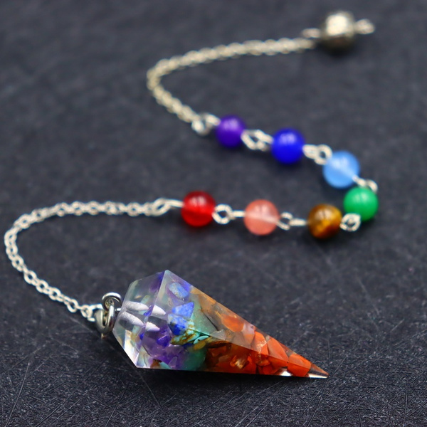 7 Chakra Healing Crystals Pendulum for Dowsing Divination Quartz Natural Stone Pendulums Reiki ...