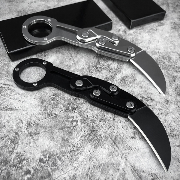 All Steel Tactical Folding Karambit Knife Combat Rescue Pocket Knife ...