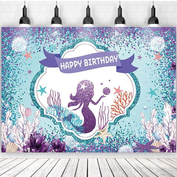 1.5Mx1M Under The Sea Mermaid Birthday Party Backdrop Girl Princess ...