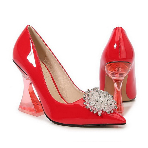 Lady Fashion Shiny Rhinestone High Heel Shoes Women Pointed Toe Candy ...