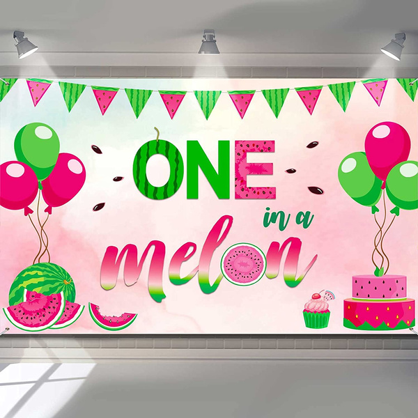 Watermelon Birthday Backdrop One Melon 1st Birthday Backdrop Melon ...