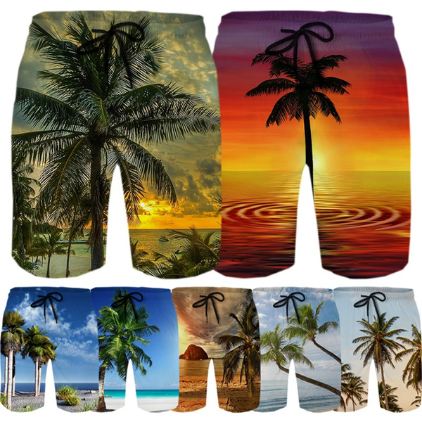 Summer Mens Hip Hop Shorts Palm 3d Printing Anime Beach Pants Casual