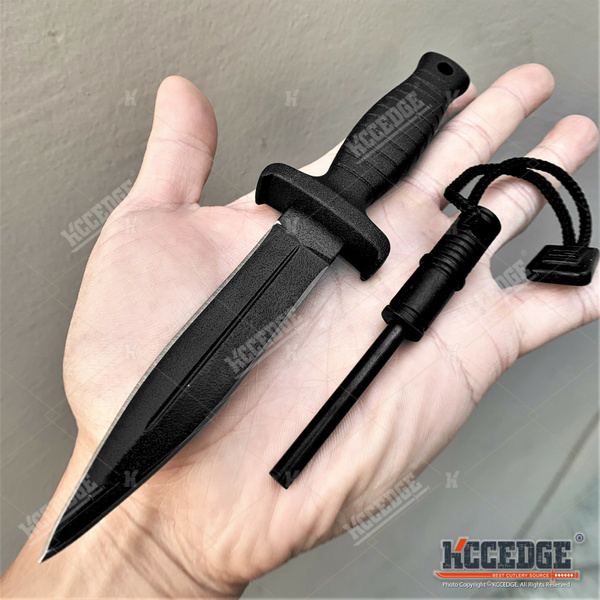 7" Double Edge Slim Boot Knife Fixed Blade Knife With Removeable Fire ...